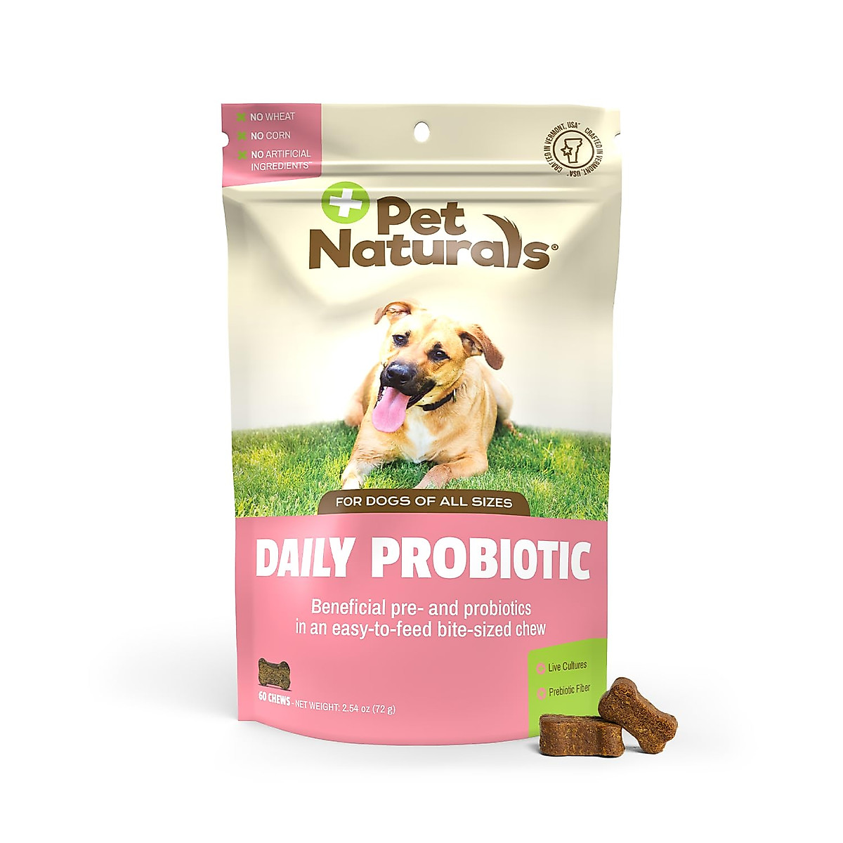 Pet Naturals 120M CFUs Probiotics for Dogs, 60 Chews & Nutri-Vet Eye Rinse for Dogs, 4 oz - Digestive & Eye Health