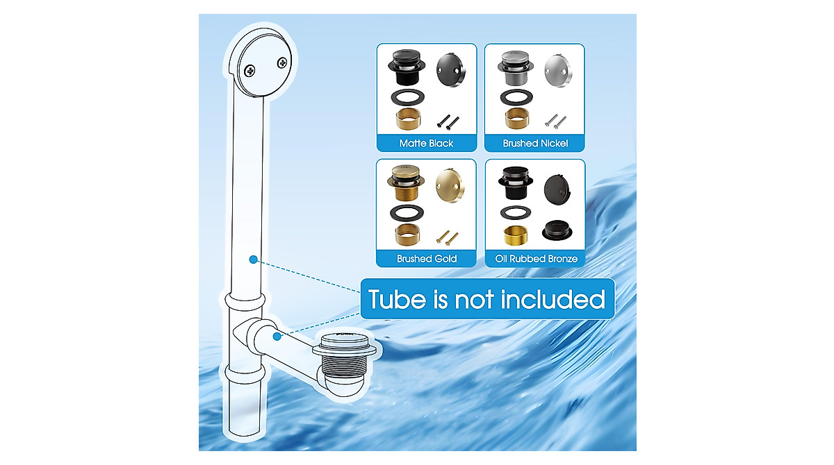 Kedra Gold Bathtub Drain Kit - Easy Universal Install