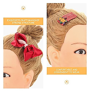 KALLORY 1 set Pin Women Elastic Year Ropes Barrettes Bow Ties Red Christmas Barrette Ring Xmas Girls Party Scrunchies New Hairpin Pom Santa Bows Band Man Rings for Holiday Clips :