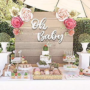 Wood Baby Sign, White Party Banner for Baby Shower Decorations, Birthday Party, Gender Reveal Backdrop, Wall Decor by QIFU
