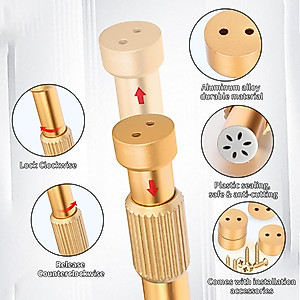 Closet Rods 2 pack, Closet Pole for Hanging Clothes, Strong Tension Rod for Closet 17-30 inch Premium Aluminum, with End Supports for Wardrobes (Gold)