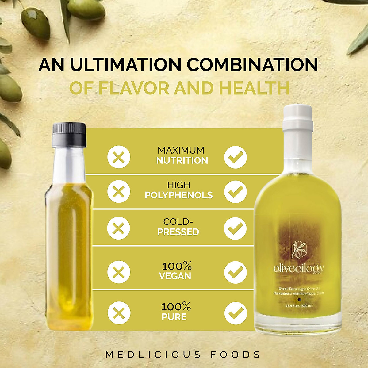 Limited Edition Greek Olive Oil Early Harvest 2022/23 Low Acidity (0.3%) Unleash the Mediterranean Flavour with our Olive Oil, Cold Pressed Organic - FDA, Non-GMO, Pure EVOO, Polyphenol Rich - 500ml