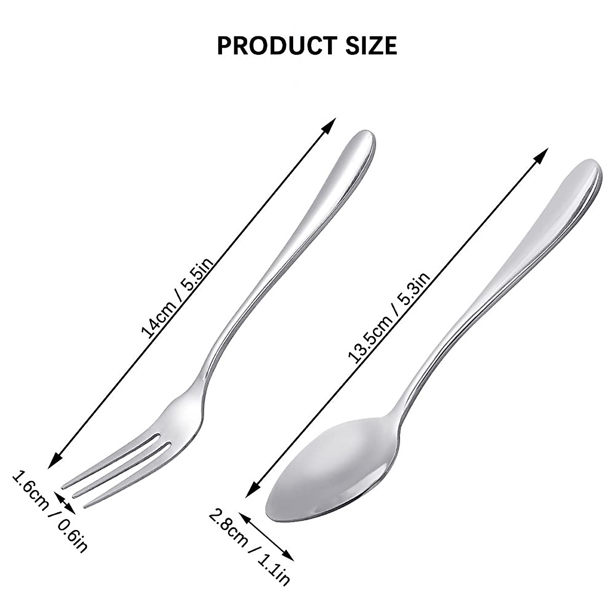 RETON 12 Pcs Dessert Forks and Spoons Silverware Set, Stainless Steel Mini Forks and Spoons, Small Appetizer Cocktail Fruit Forks, Mini Coffee Spoons Teaspoon for Kitchen Party (6 Forks+6 Spoons)