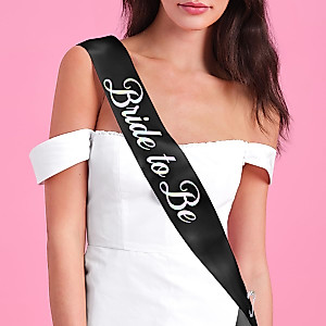 xo, Fetti Black Bride to Be Sash | Bachelorette Party Decorations, Iridescent Bridal Accessory, Bridal Decorations, Engagement Decor