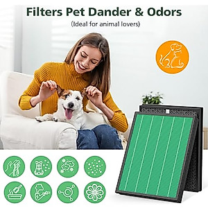 400/400S Replacement Filter for Coway Airmega Max2 400 400S 400(G) 400S(G) Air Purifier, Max2 Green True HEPA and Active Carbon Filter Set, AP-2015-FP, 1 Set
