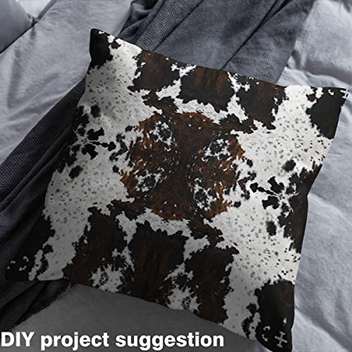 Cowhide Patterns Farmhouse Style Decorative Fabric for Upholstery,Highland Cattle Cow Skin Print Outdoor Fabric by The Yard,Brown White Animal Theme Fabric for Home Decor,3 Yards