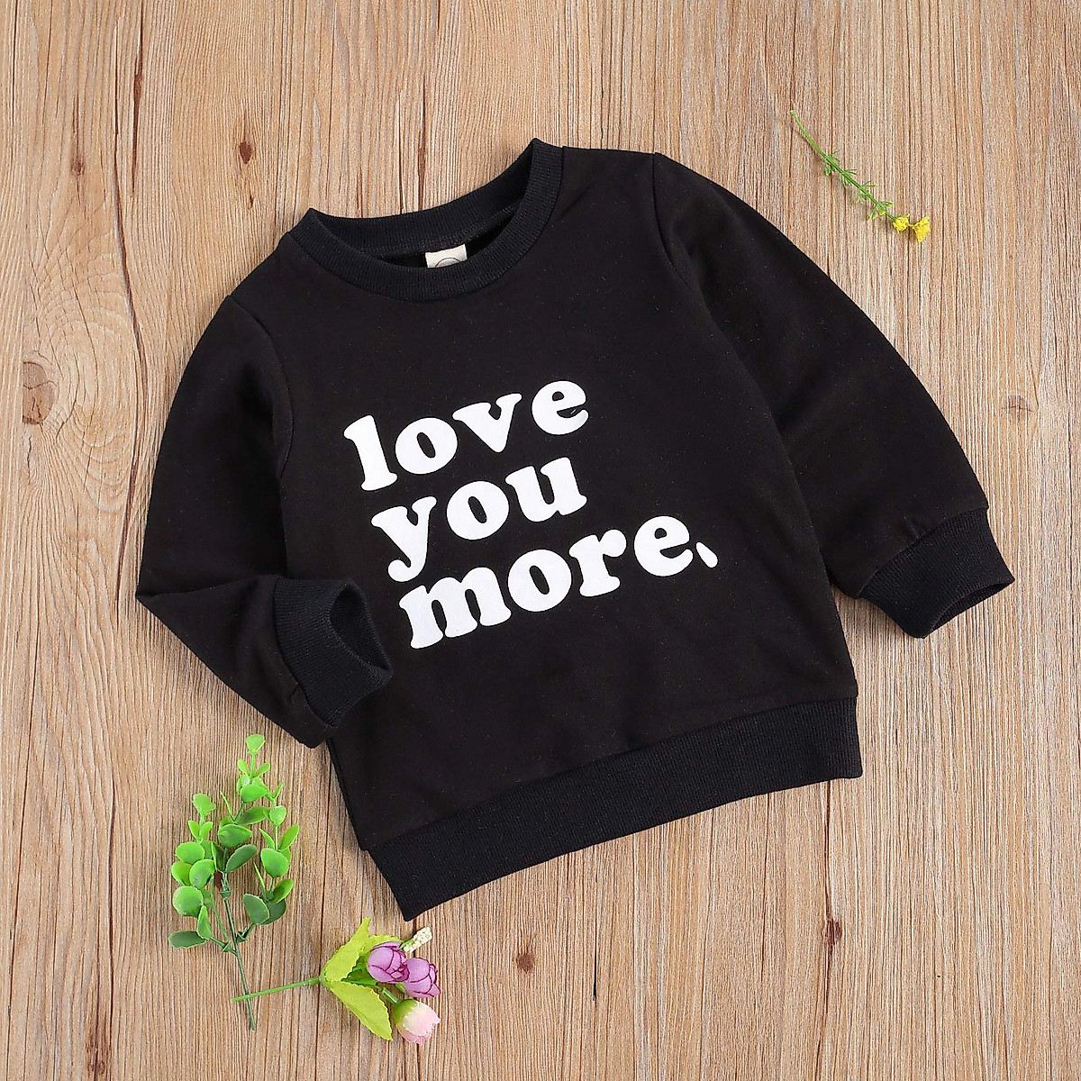 Toddler Baby Boy Girl Valentine 's Day Sweatshirt Love You More Pullover Tops Casual Unisex Baby Clothes (Black, 3-4 Years)