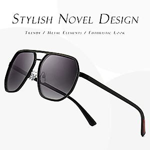 SUNGAIT Aviator Sunglasses for Men and Women, Polarized Trendy Square Sun Glasses Retro Pilot Shades UV Protection