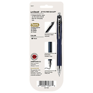uni-ball Jetstream RT Retractable Ballpoint Pens Fine Point, 0.7mm, Black, 3 Pack