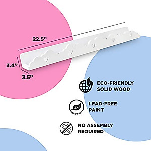 URBN White Two Shelf Set Wall Mounted Floating Shelves 22 inch, Book Storage Ledge Organizer Home Decor Display for Nursery or Kids Room