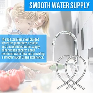 [4-Pack 12 Inch] 1/2" x 1/2" FIP Flexiable Faucet Supply Lines, Bathroom Faucet Hose Connector, 304 Stainless Steel Braided Water Supply Line for Kitchen