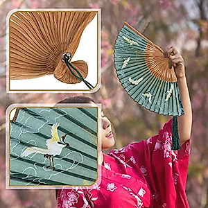 RAZZUM Retro Style Silk Fan Folderable Fan Chinese Style Fan Wall Decoration Costume Collocation Large Wall Decor Fan