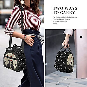 Cute Cats Lunch Bag Reusable Insulated Lunch Tote Bag Lunchbox Container With Adjustable Shoulder Strap For Office Work School Picnic Travel