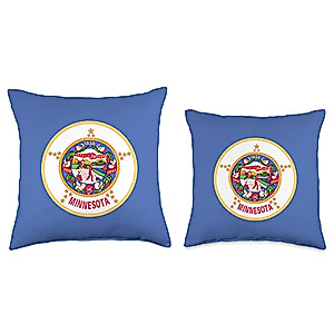 STATE FLAG OF MINNESOTA Minnesota State Flag Throw Pillow, 16x16, Multicolor