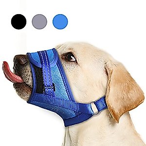 Dog Muzzle, Soft Dog Muzzle with Reflective Strip Breathable Mesh Large Dog Muzzle Prevent Biting Barking Chewing No Bark Dog Muzzle for Large Medium Small Sized Dog Outside Walking Grooming