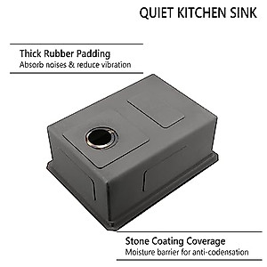 25 Inch Undermount Workstation Kitchen Sink, Gabhar Black Stainless Steel Kitchen Sink with Offset Drain