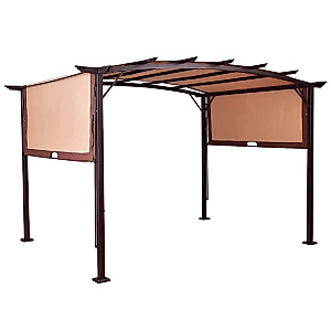 BUY JOY 12' x 9' Pergola Kit Metal Frame Gazebo &Canopy Cover Patio Furniture Shelter