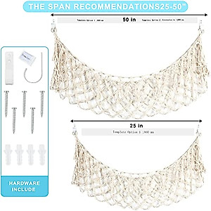Stuffed Animals Net or Hammock Large-Macrame Jumbo Doll Room Corner Organizer Mesh Decoration-Hanging Storage Nets Kids Bedroom with Hooks for Hanging