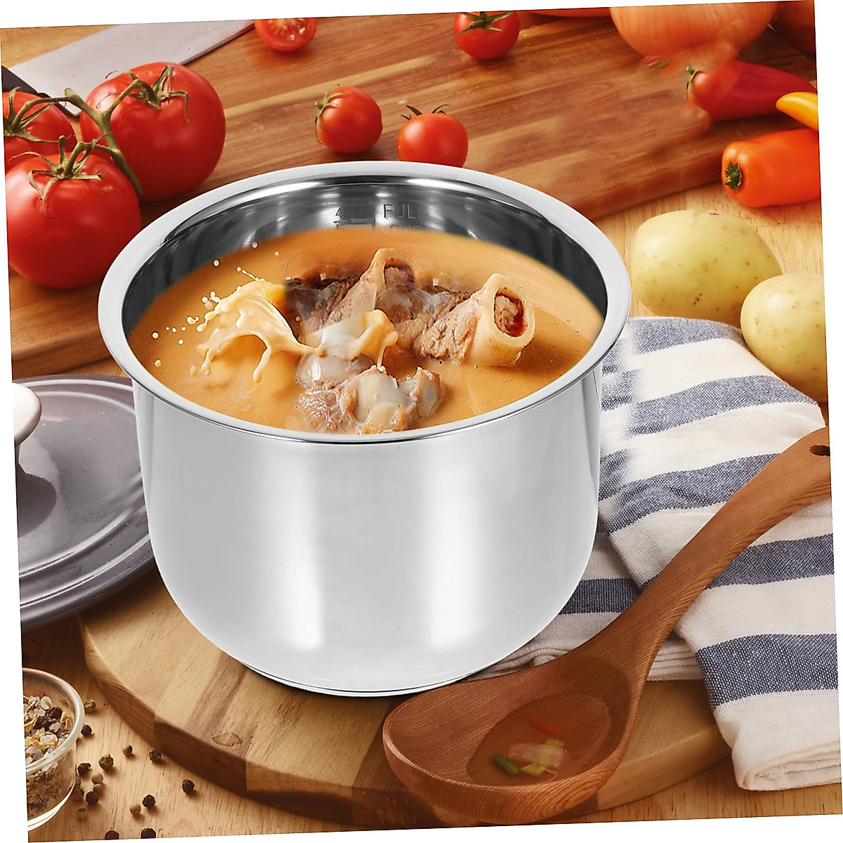 UTHCLO Rice Cooker Liner Instants Pot Inner Oven Electric Cooker Liner Pot Tiger Rice Cooker Pot Cooking Pot Inner Rice Maker Accessories Rice Cooker Small Stove Stainless Steel Silver