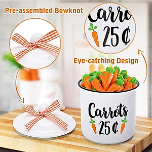 Easter Tiered Tray Decor Ceramic Canister Mini Jar Carrots 25￠ Candy Holder with Lid Orange Buffalo Plaid Bowknot for Cookie Snacks Spring Table Home Kitchen Accessory Holiday Gift Supplies Set of 1