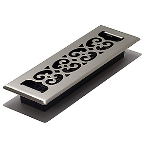 Decor Grates SPH210-NKL 2 10-Inch Scroll Floor Register, 2x10, Brushed Nickel Finish