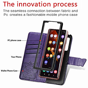 LEMAXELERS Samsung Galaxy Z Fold 2 5G Case Bling Diamond Butterfly Embossed Wallet Flip PU Leather Magnetic Card Slots with Stand Cover for Samsung Galaxy Z Fold 2 5G Diamond Butterfly Purple SD