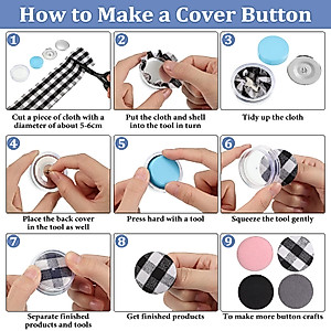 100 Sets Cover Buttons Kit with Tools Size Buttons to Cover Self Cover Buttons with Wire Backs DIY Fabric Cloth Cover Buttons (Size 60/1.5 Inch)