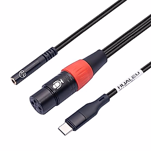 HUALEU 3.3FT USB C to XLR Female Mic Cable & 3.5mm (1/8") Female Stereo Out,XLR-to-USB C Digital Interface with Headphone Jack,for iPhone 15 Google Huawei Phone