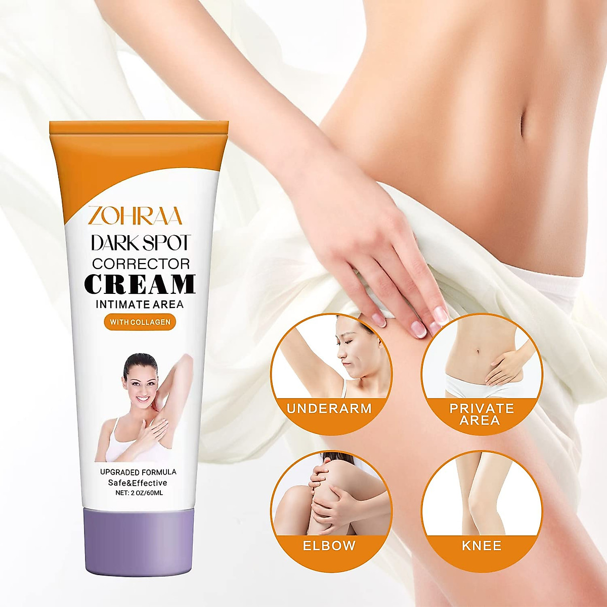 ZOHRAA Dark Spot Corrector Cream, Underarm Cream with Advanced Formula, Instant Results for Moisturizes Neck, Knees, Elbows, Armpit, and Private Parts - 2 fl. Oz