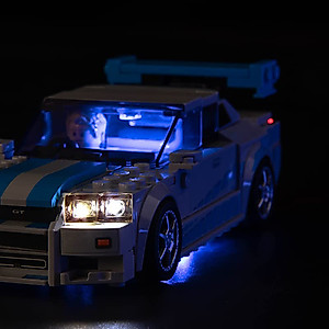 BrickBling LED Light Kit Compatible with Lego Speed Champions Fast & Furious Nissan Skyline GT-R (R34) Toy Car Building Set, Blue Underglow Lights Compatible with Lego 76917 (No Model)
