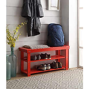 Convenience Concepts Oxford Utility Mudroom Bench, Red