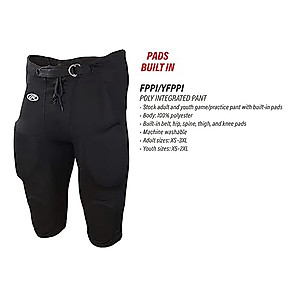 Rawlings | Adult Game/Practice Football Pants, Black, X-Large