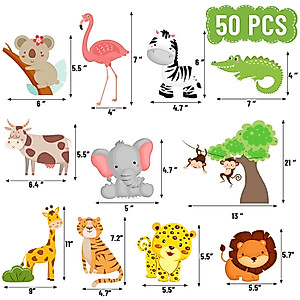 YLTPAJK Animal Wall Stickers for Kids, Cartoon Zoo DIY Art Self-Adhesive Removable Animal Wall Decals for Living Room Baby Nursery Classroom Kindergarten Wall Decor