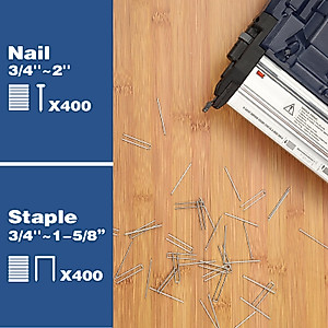 Dextra Cordless Electric Nail Gun 20V, 18 Gauge 2 in 1 Cordless Nail Gun/Staple Gun, Battery Powered with 2.0Ah, Fast Charger,Brushless Motor,Staples and Nails for Trim,Carpenter,Upholstery