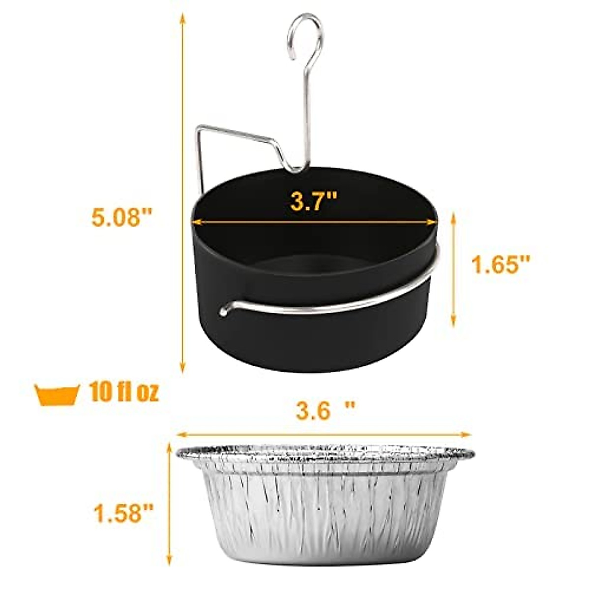 Hisencn Grease Cup with 15 Pack Aluminum Foil Drip Cups for Charbroil Grills, Grease Tray Cup for Masterbuilt 30-inch Propane Smoker and Kenmore Outdoor Grills with Clip