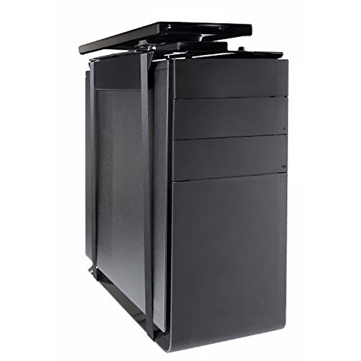 Mount-It! Under Desk CPU Mount with Adjustable Straps, Computer Tower Holder with Sliding Track and 360 Degree Swivel, 22 Lb Capacity, Black