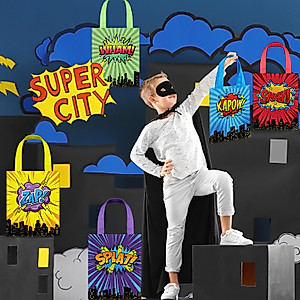 Photect 24 Pieces Hero Party Favor Bags Hero Birthday Decorations Heroes Non-Woven Gift Bags Hero Theme Treat Gift Bag Tote Bag for Hero Themed Party Supplies Baby Shower Goodie Bag