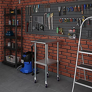 AmGood Stanless Steel Work Table with Casters | Mobile Metal Table (Stainless Steel Table + Casters, 18" Long x 24" Deep)