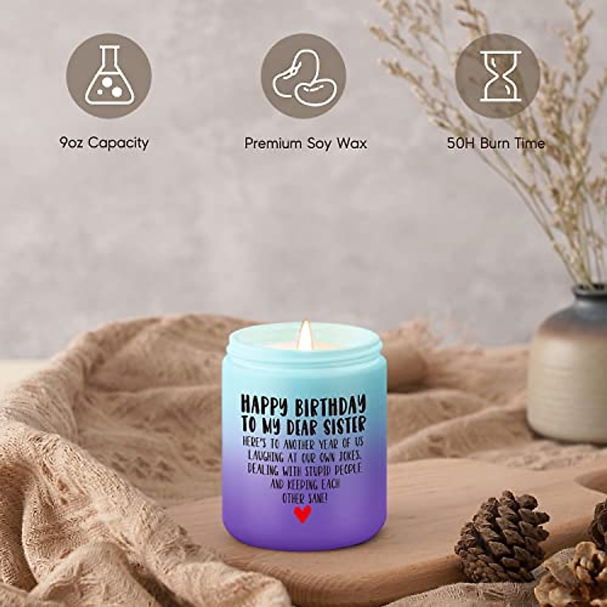 GSPY Sister Birthday Candle - Funny Birthday Gifts for Sister - Sister Birthday Gifts from Sister, Brother - Happy Birthday to My Dear Sister - Happy Birthday Gifts for Sister, Little, Big Sister