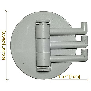 Fineget Sticky Door Hooks for Hanging Kitchen Bathroom Hooks 3 Rotatable Arms Round Hooks Blue 2 Pairs