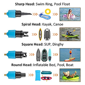 Inflatable SUP Pump Valve Adapter Set- Standard Air Valve Adapter and Nozzle Air Pump Converter for Kayaking Surfboard Inflatable Bed