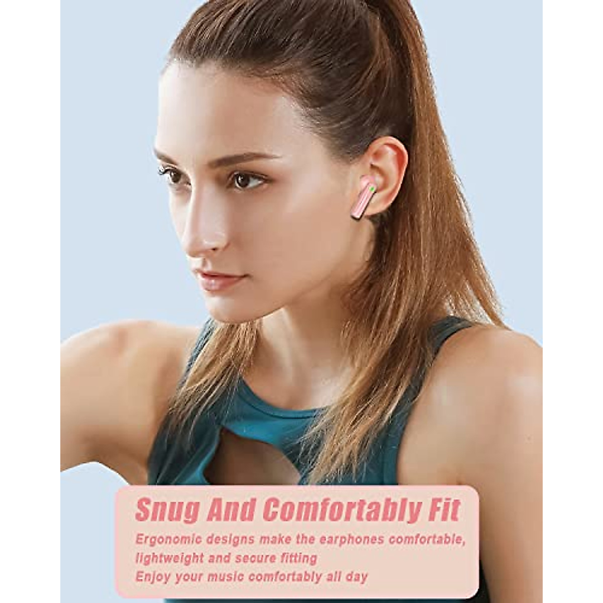Wireless Earbuds Bluetooth 5.1 Headphones 4-Mics Clear Call ENC Noise Cancelling Ear Buds Deep Bass 30Hrs Playtime with USB-C Charging Case IPX7 Waterproof in-Ear Earphones for Android and iPhone Pink