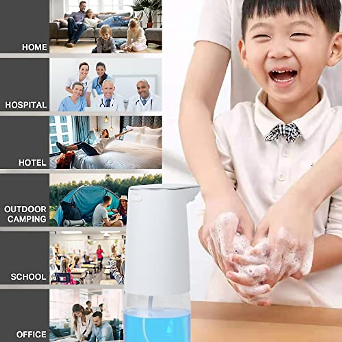 Automatic Soap Dispenser 16.9 oz/500 ml Touchless Hand Free Soap Dispenser with 2 Adjustable Level and Infrared Motion Sensor for Bathroom Kitchen, Home Office, Hotel and Outdoor