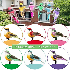 LWINGFLYER 12PCS Artificial Simulation Foam Feather Birds for Crafts Decoration Small Bird Figurines Bird Models Home Decor Tree Ornaments