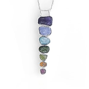 YoTreasure Chakra Healing Gemstone Solid 925 Sterling Silver Chain Pendant Necklace Jewelry