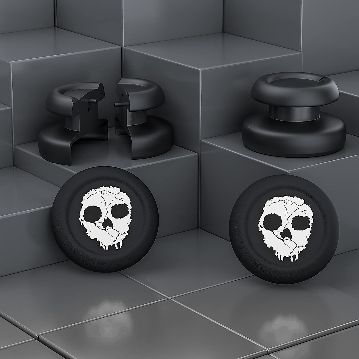 PlayRealm Silicone Skin Cover& Sticler x 1 & No Falling off Thumbstick x 2 for PS5 Controller (Ghost White)