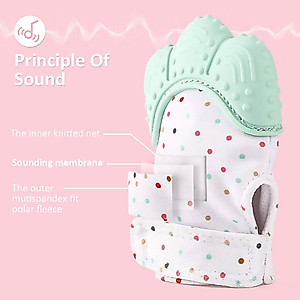Baby Teething Mitten for Babies - Self-Soothing Pain Relief Teething Toys Glove for Teething Babies, Toddlers, Infants, Unisex - Natural Organic BPA Free,3+ Months (Mint Green)