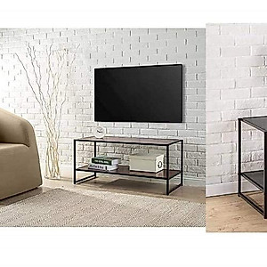 Zinus Modern Studio Collection TV Media Stand/Table/Good Design Award Winner with 20 Inch Square Side/End Table/Night Stand/Coffee Table, Espresso