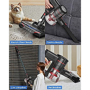 Redkey Cordless Vacuum Cleaner, 30Kpa Stick Vacuum, 350W Brushless Motor, Max 60mins Runtime, 8 in 1 Vacuum Cleaners with 2600mAh Detachable Battery, LED Display P9 for Pet Hair Carpet Hard Floor