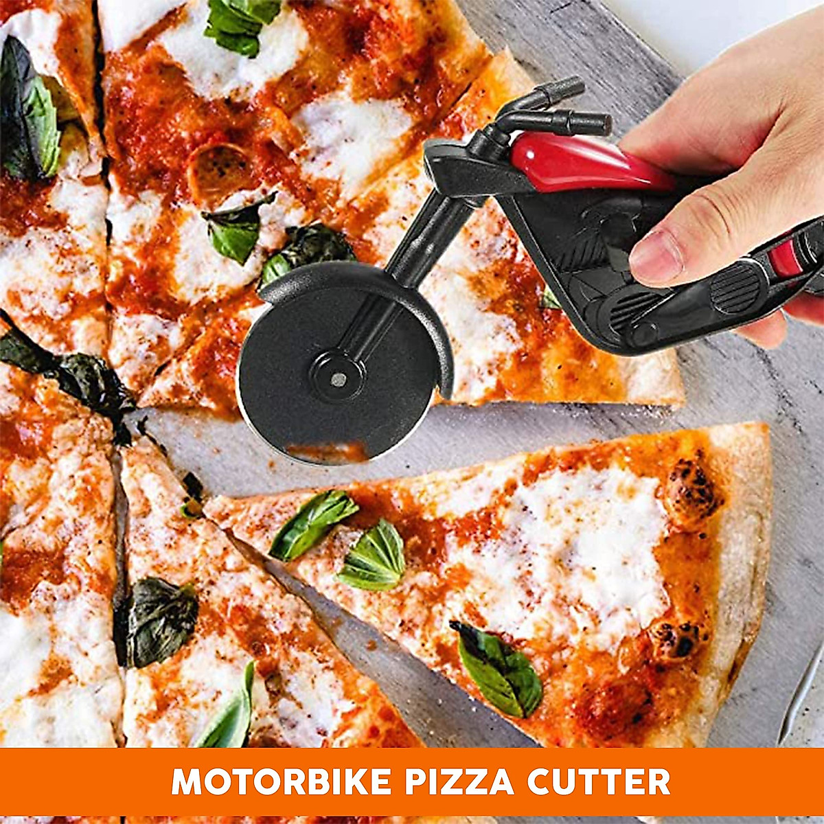 Pizza Storage Container with Pizza Cutter, 5 Microwavable Serving Trays with Pizza Container, Silicone Pizza Storage Container, Pizza Pack, Pizza Storage Container Collapsible, Pizza Keeper, Red